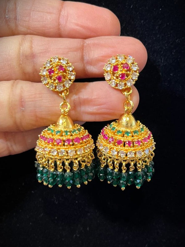 Emerald & White Stone Jimikki – Diya Collections