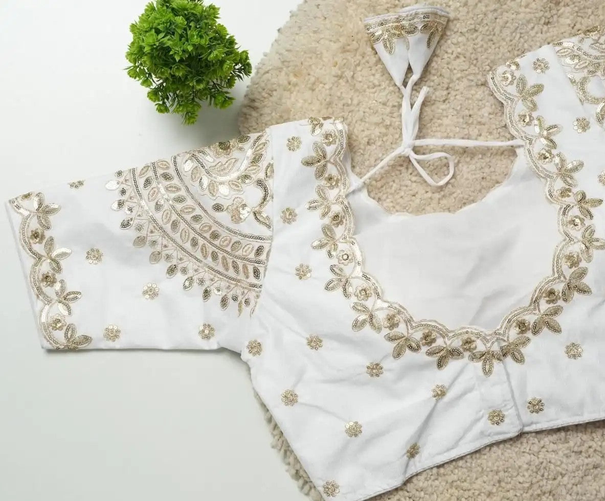 Silk blouse with Gold Embroidery & Sequins – Diya Collections